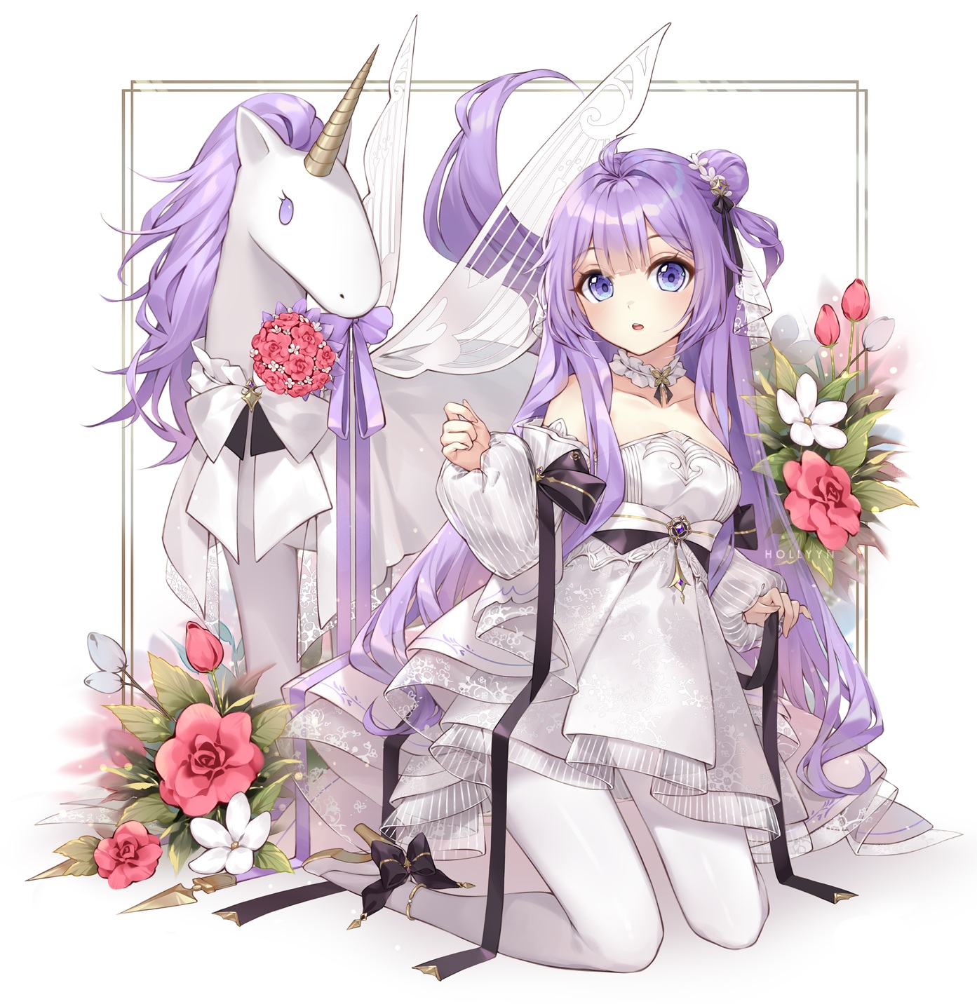 Hollyyn Azur Lane Unicorn Azur Lane Dress Heels No Bra Pantyhose See